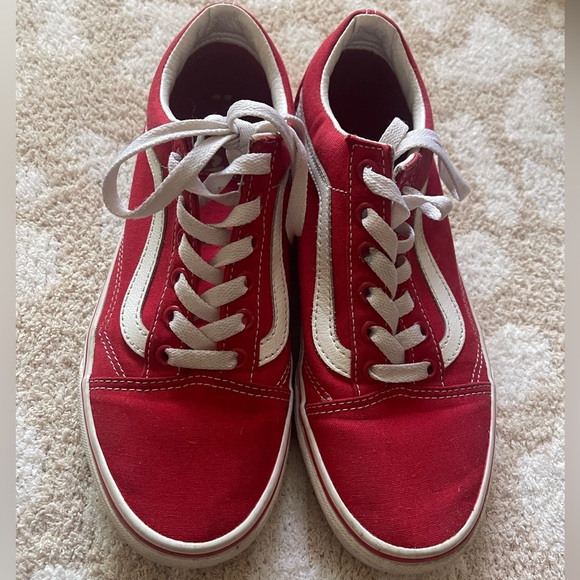 Vans | Shoes | Vans Old Skool Red Skater Sneakers With Iconic Side ...